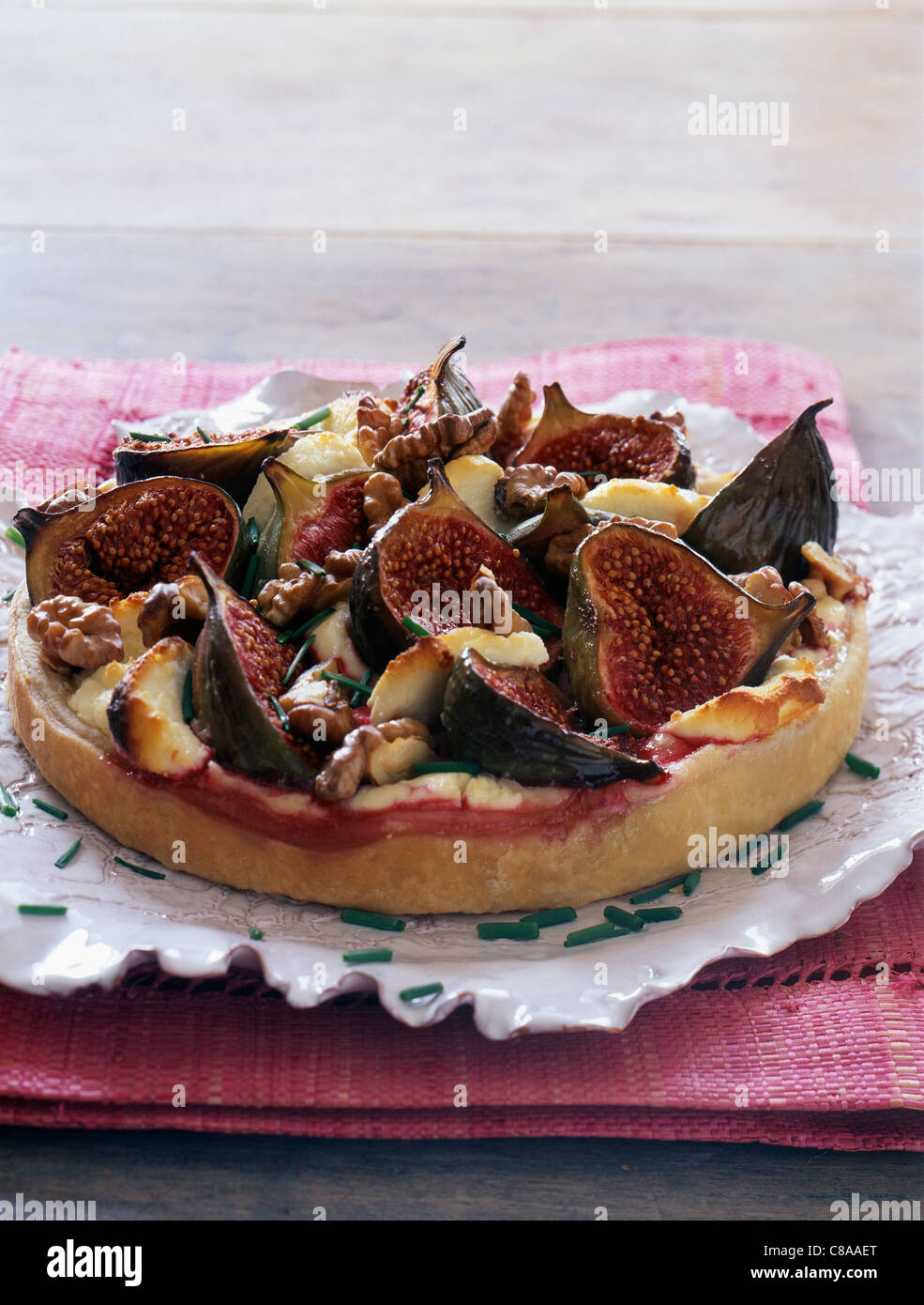 Fig and goat's cheese tart Stock Photo - Alamy