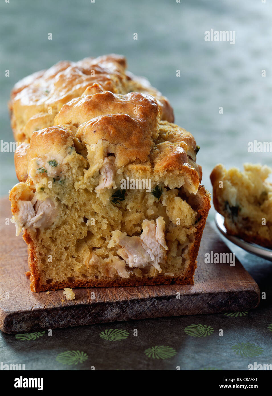 Chicken and herb savoury cake Stock Photo - Alamy