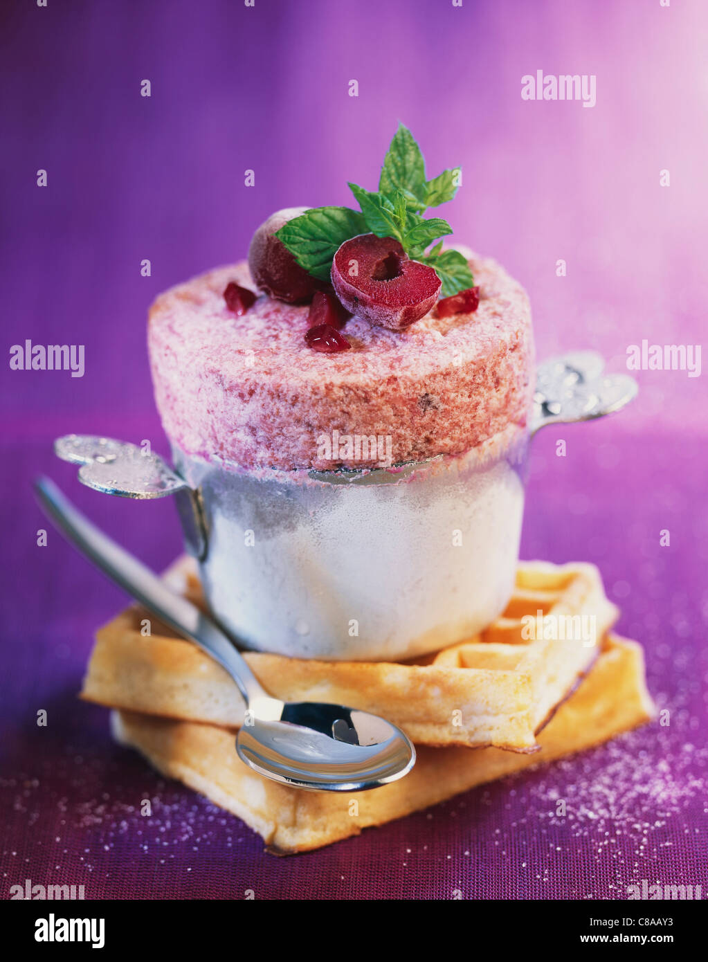 Cherry iced soufflé Stock Photo - Alamy