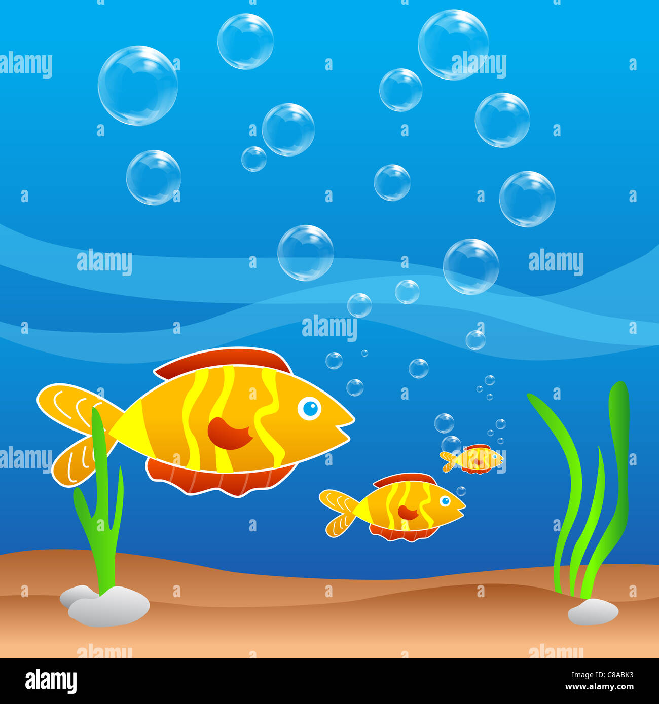 illustration of fish in water Stock Photo - Alamy
