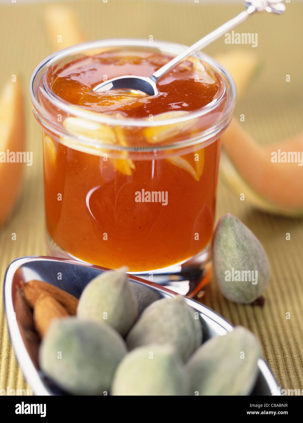 Melon and fresh almond jam Stock Photo - Alamy