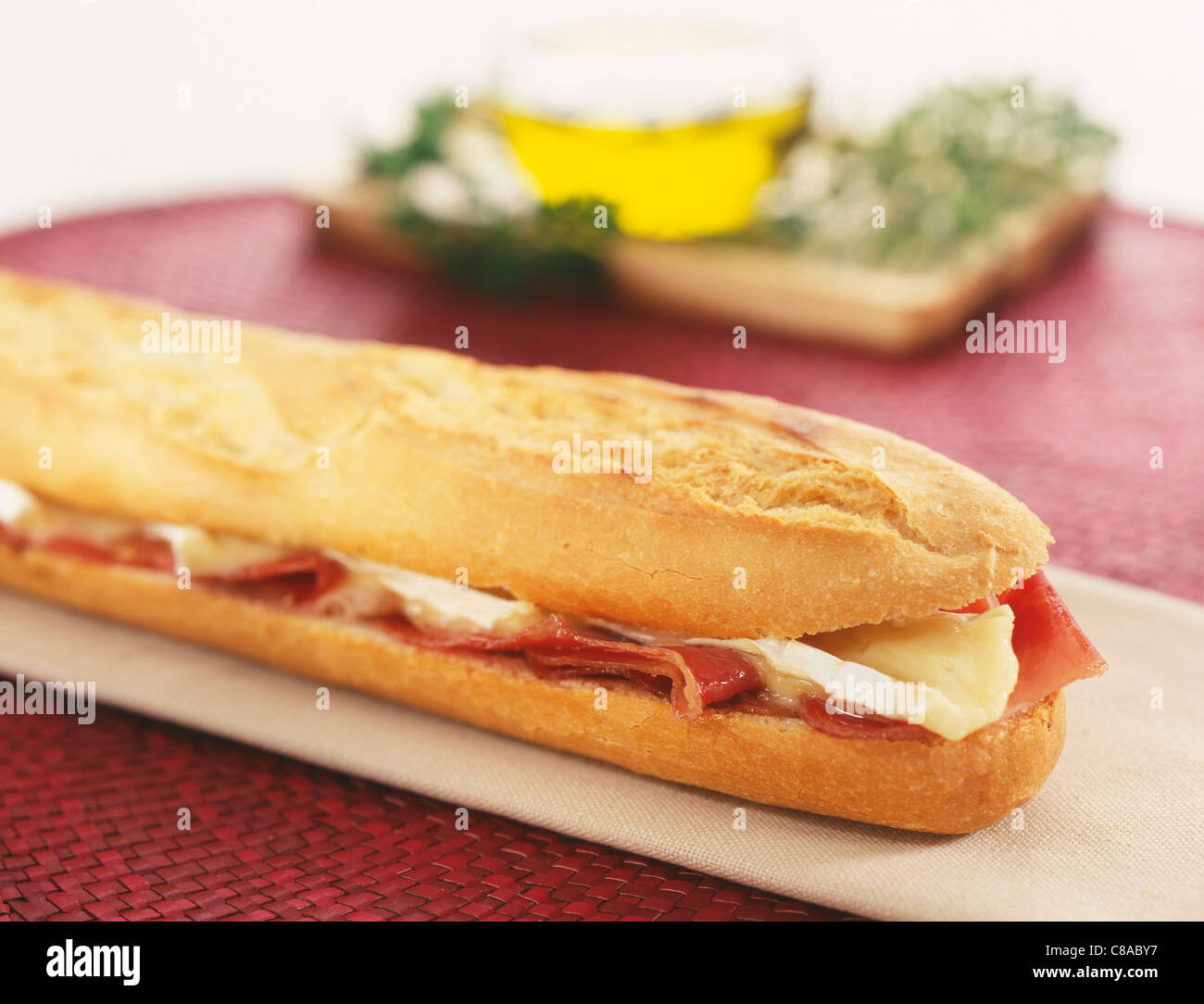 Raw ham and Brie sandwich Stock Photo - Alamy