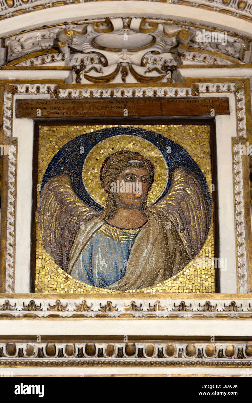 The Angel of Giotto mosaic (early 1300 AD), church of San Pietro Ispano ...