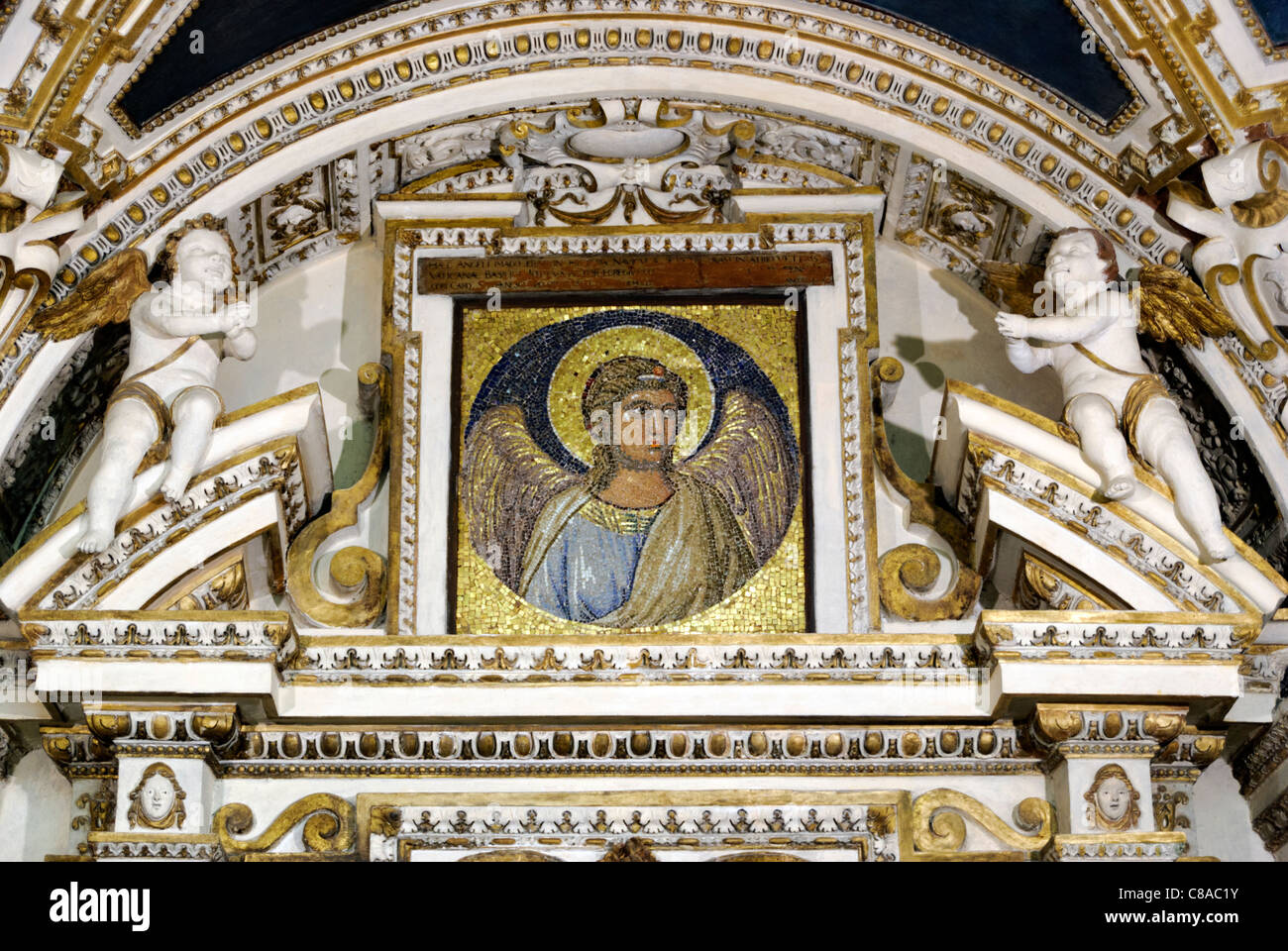 The Angel of Giotto mosaic (early 1300 AD), church of San Pietro Ispano ...