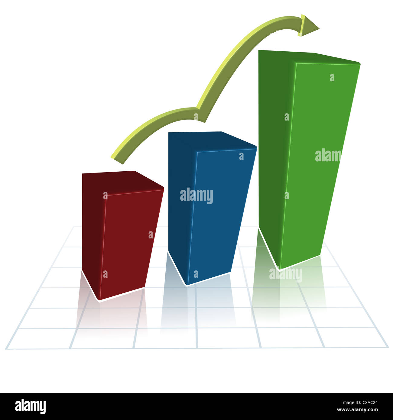 illustration of growing graph on white background Stock Photo - Alamy