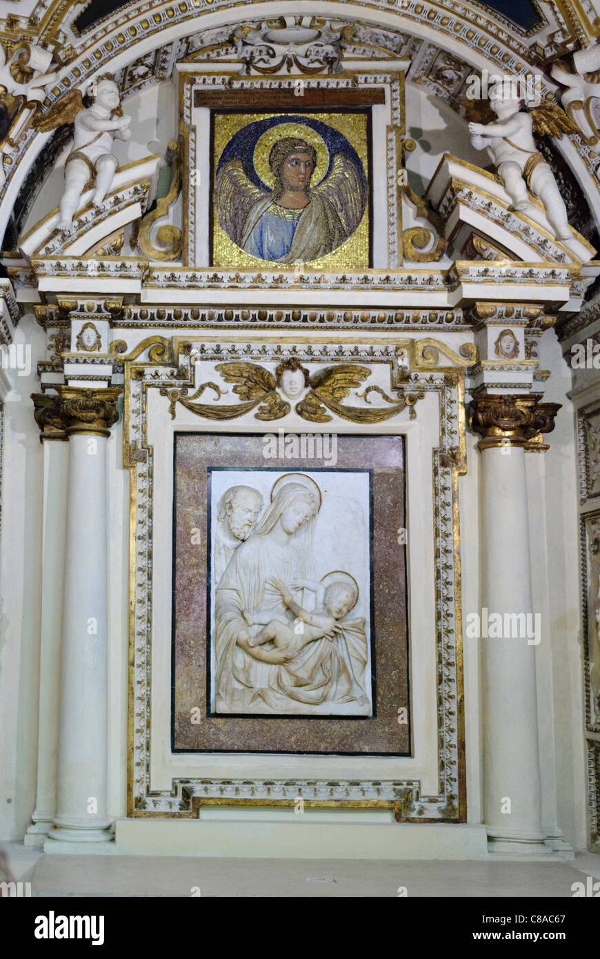 The Angel of Giotto mosaic (early 1300 AD), church of San Pietro Ispano ...