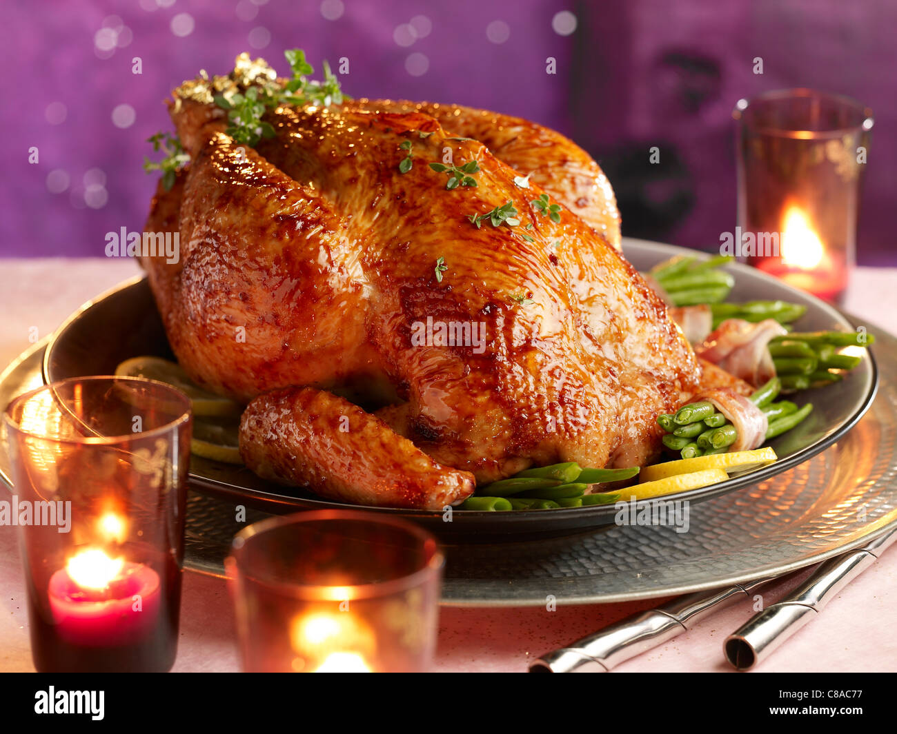 Roast capon with honey and lemon Stock Photo - Alamy