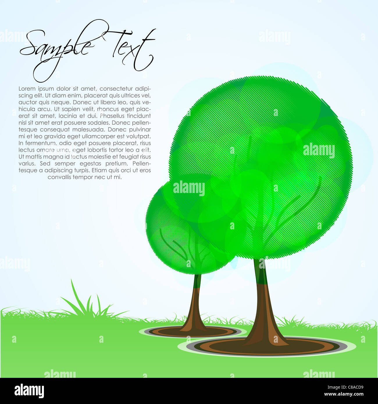 illustration of nature card with tree Stock Photo - Alamy