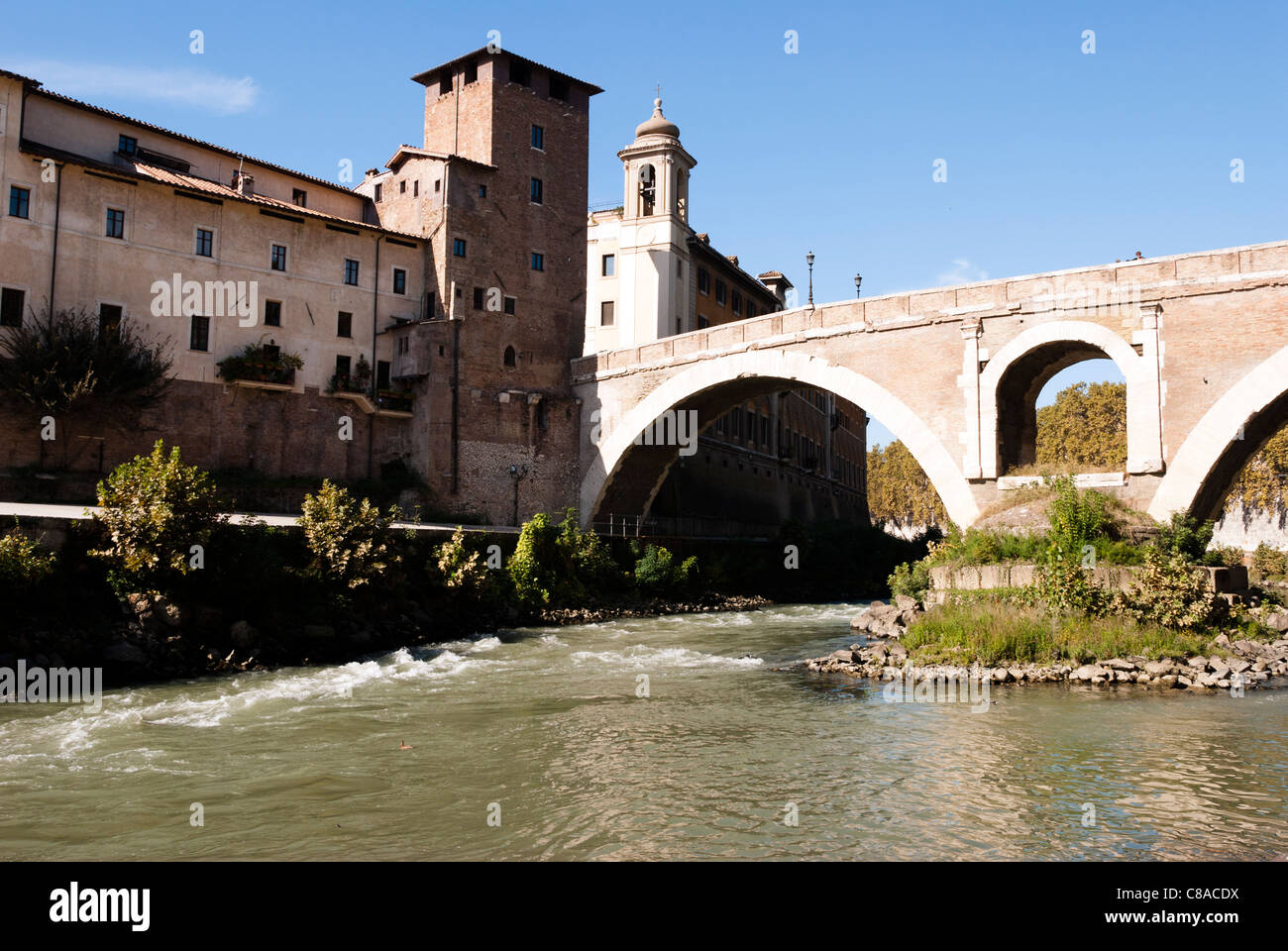 Fabricius bridge and Tiber Island - Rome, Italy Stock Photo - Alamy