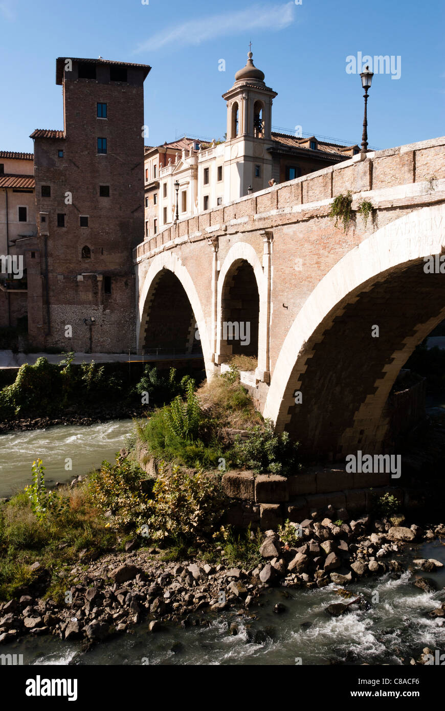 Fabricius bridge and Tiber Island - Rome, Italy Stock Photo - Alamy