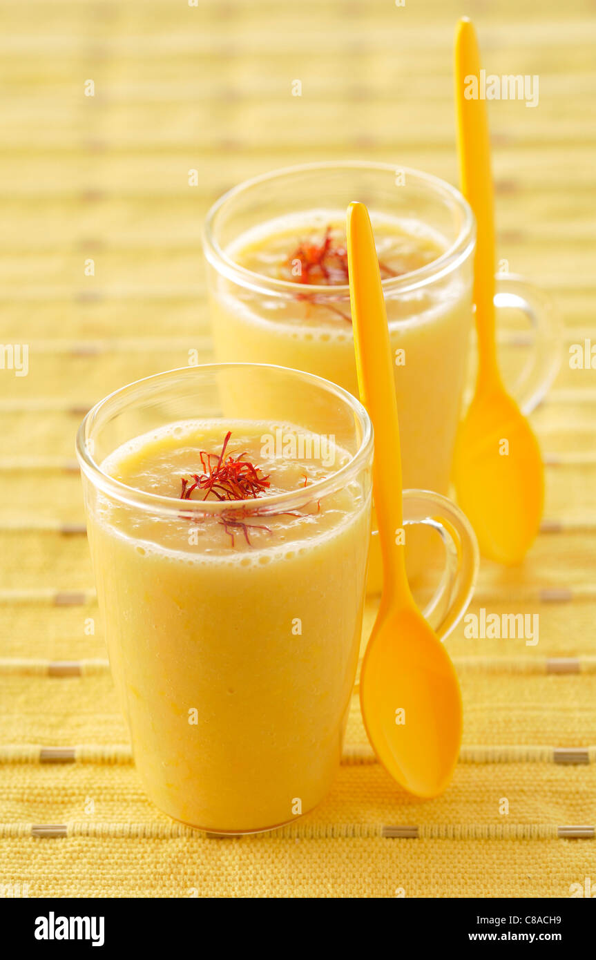 Corn and saffron cream dessert Stock Photo - Alamy