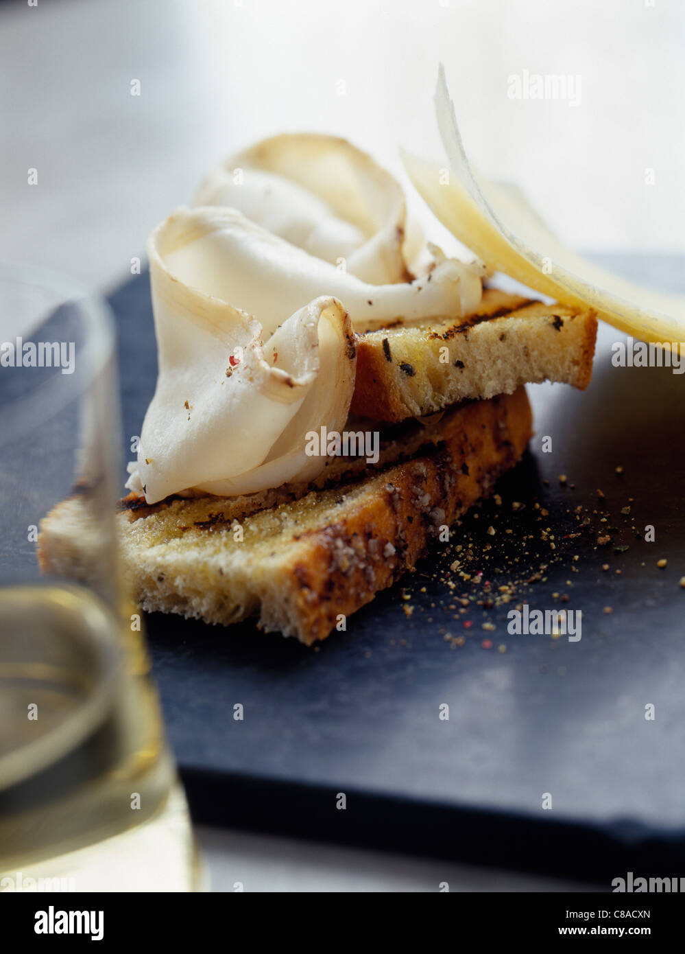 Lardo di Colonnata open sandwich Stock Photo - Alamy