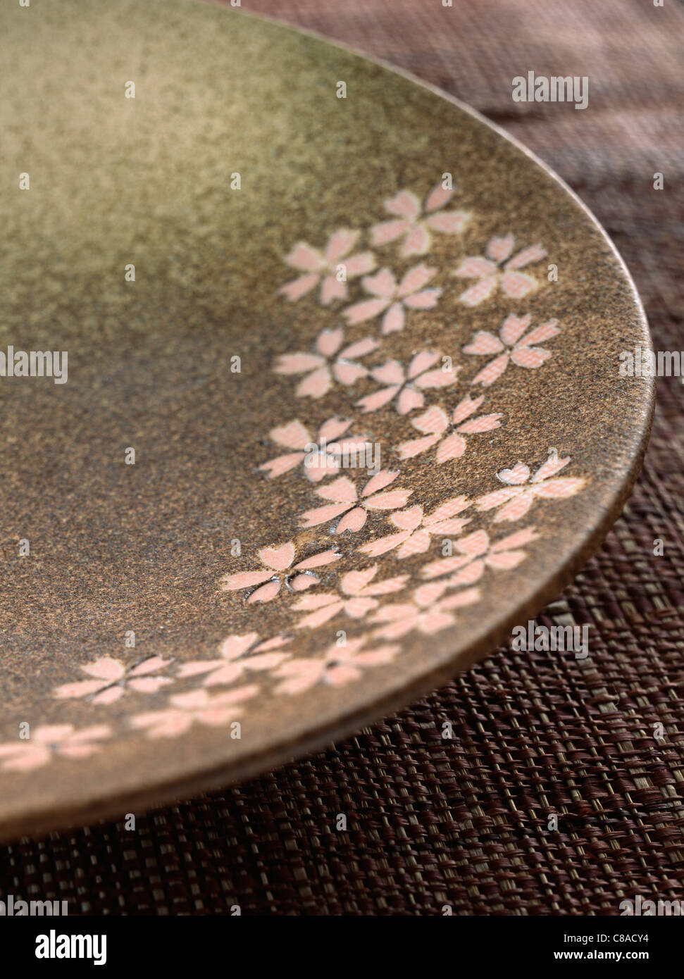 Dish decorated with painted flowers Stock Photo - Alamy