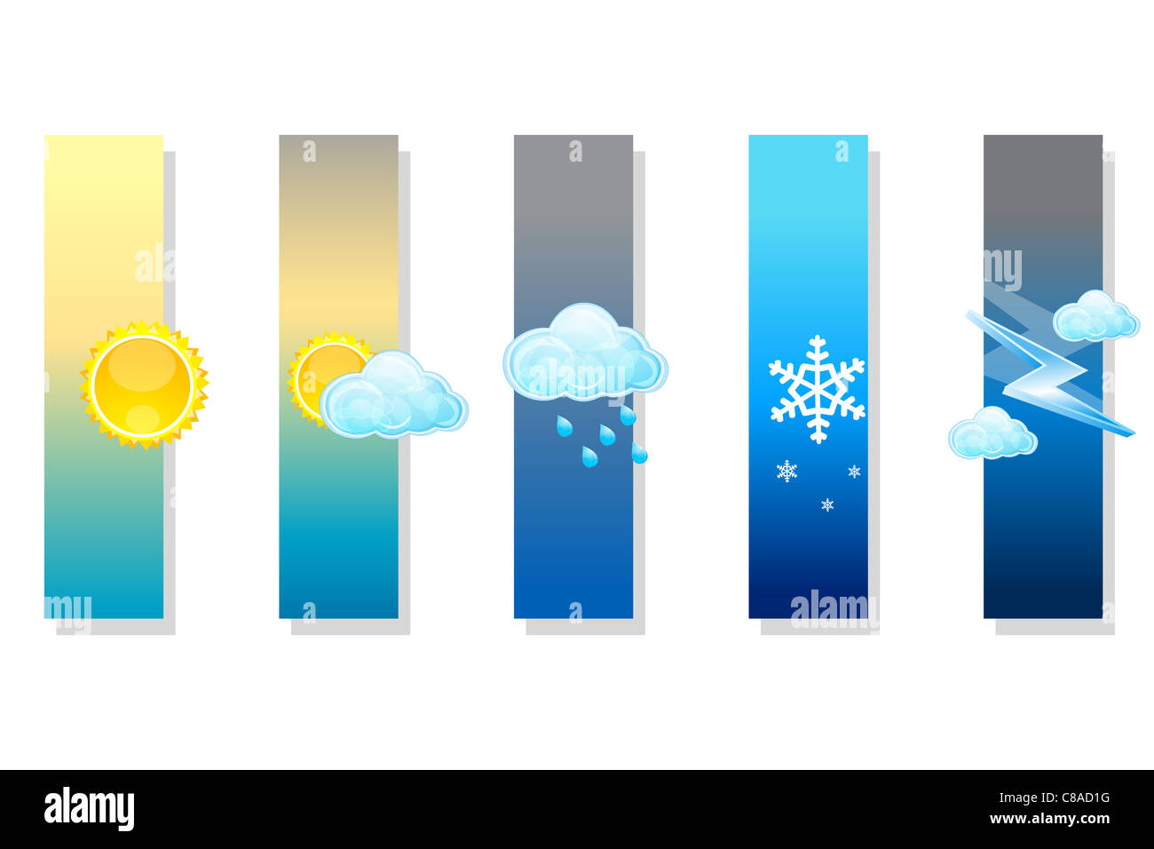 illustration of types of weather on white background Stock Photo - Alamy