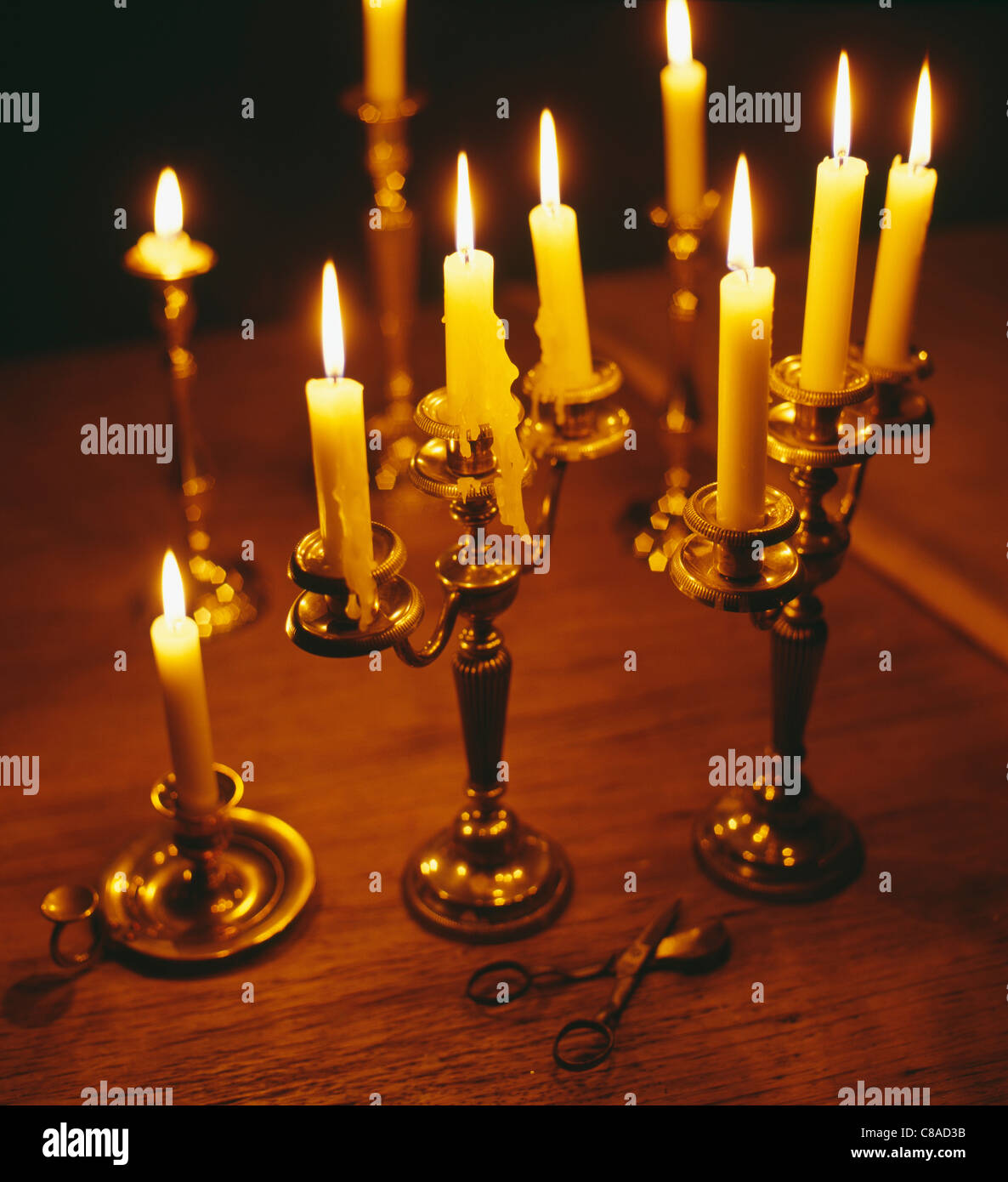 Silver candle sticks Stock Photo - Alamy