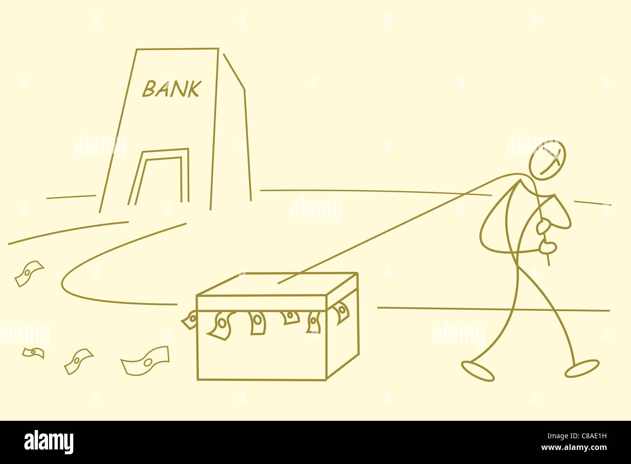 illustration of sketchy man with currency Stock Photo - Alamy