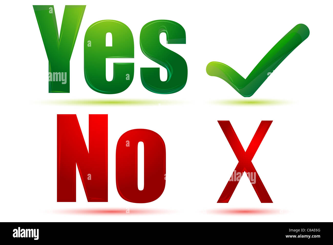 illustration of yes and no on white background Stock Photo - Alamy