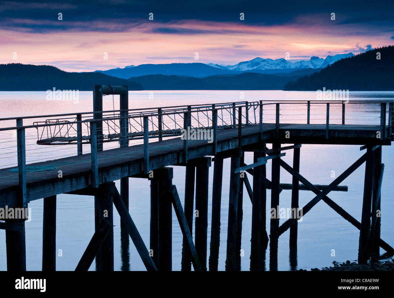 Dock at dusk, Orca Adventure Lodge, Cordova, Alaska Stock Photo - Alamy