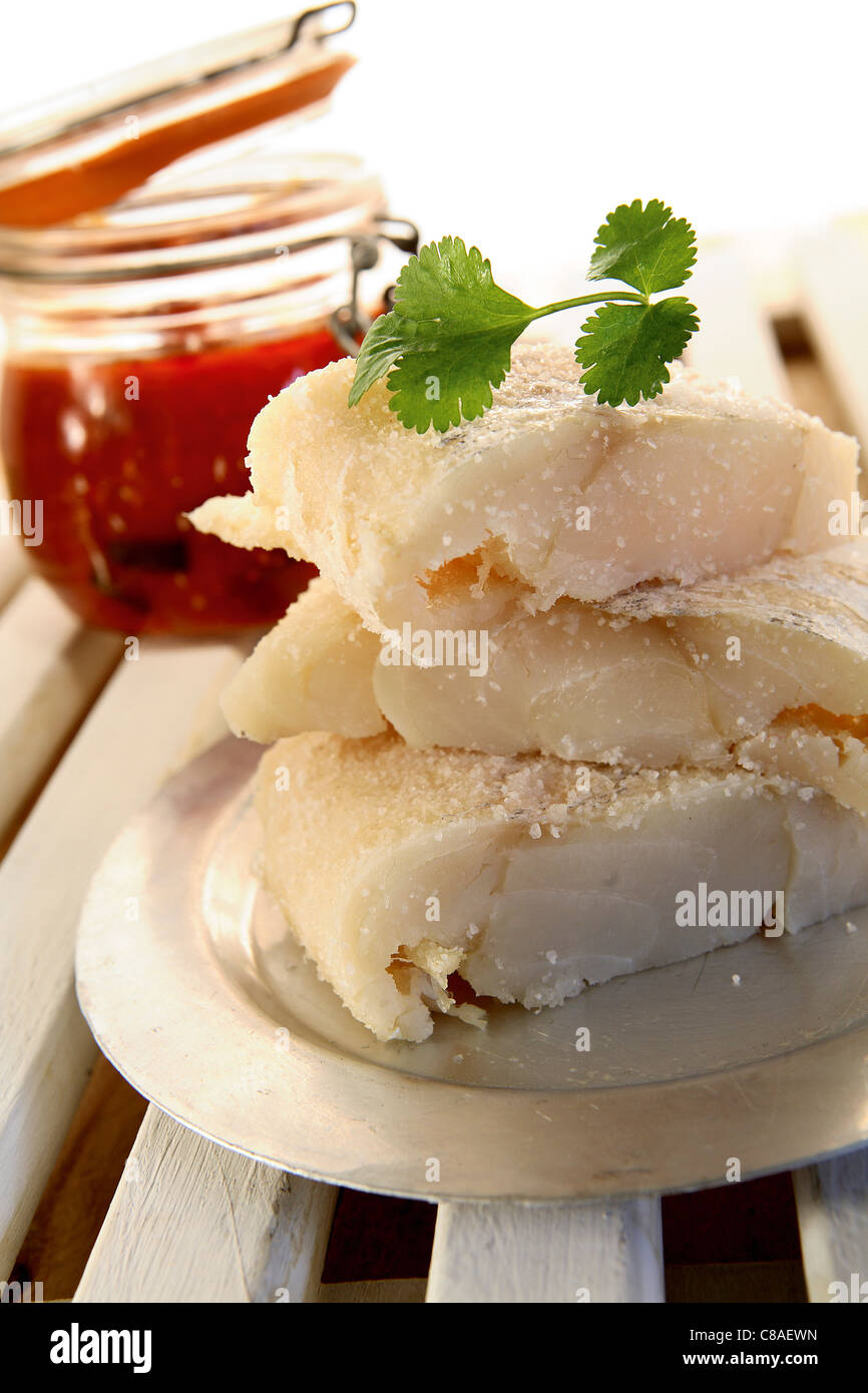 Pieces of salt-cod Stock Photo - Alamy
