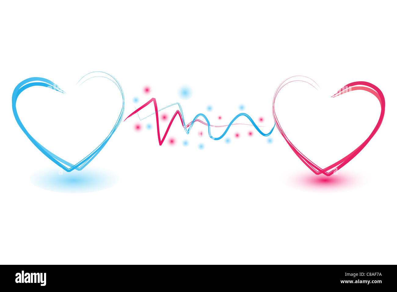 illustration of connecting hearts on white background Stock Photo - Alamy