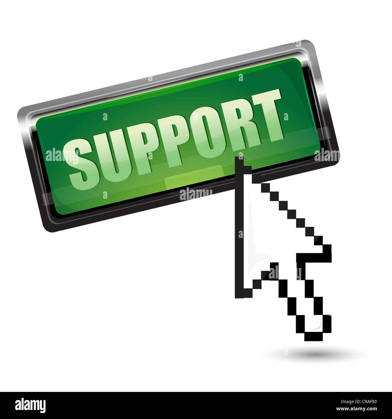 illustration of support button with cursor on white background Stock ...