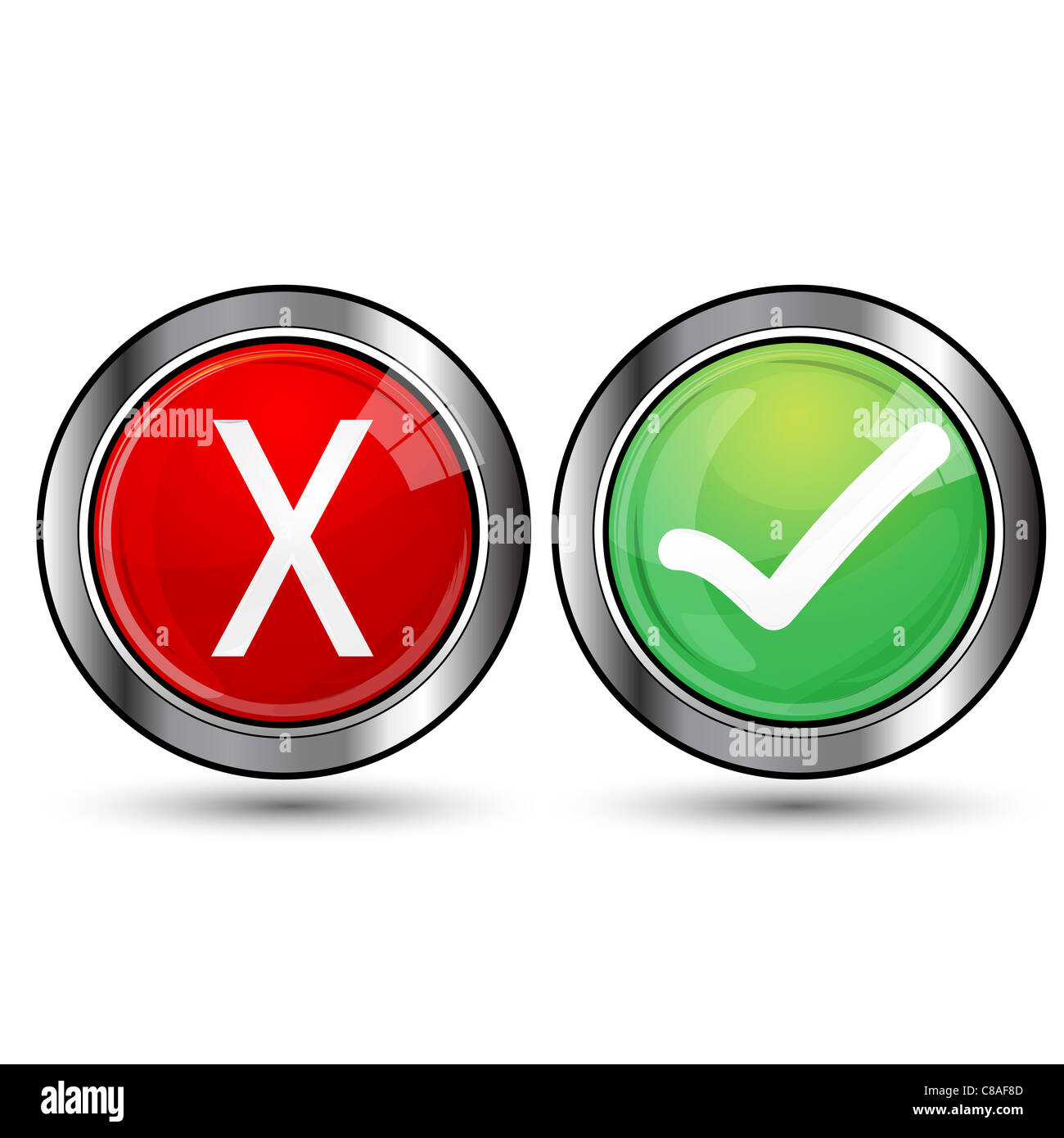 illustration of yes and no buttons on white background Stock Photo - Alamy