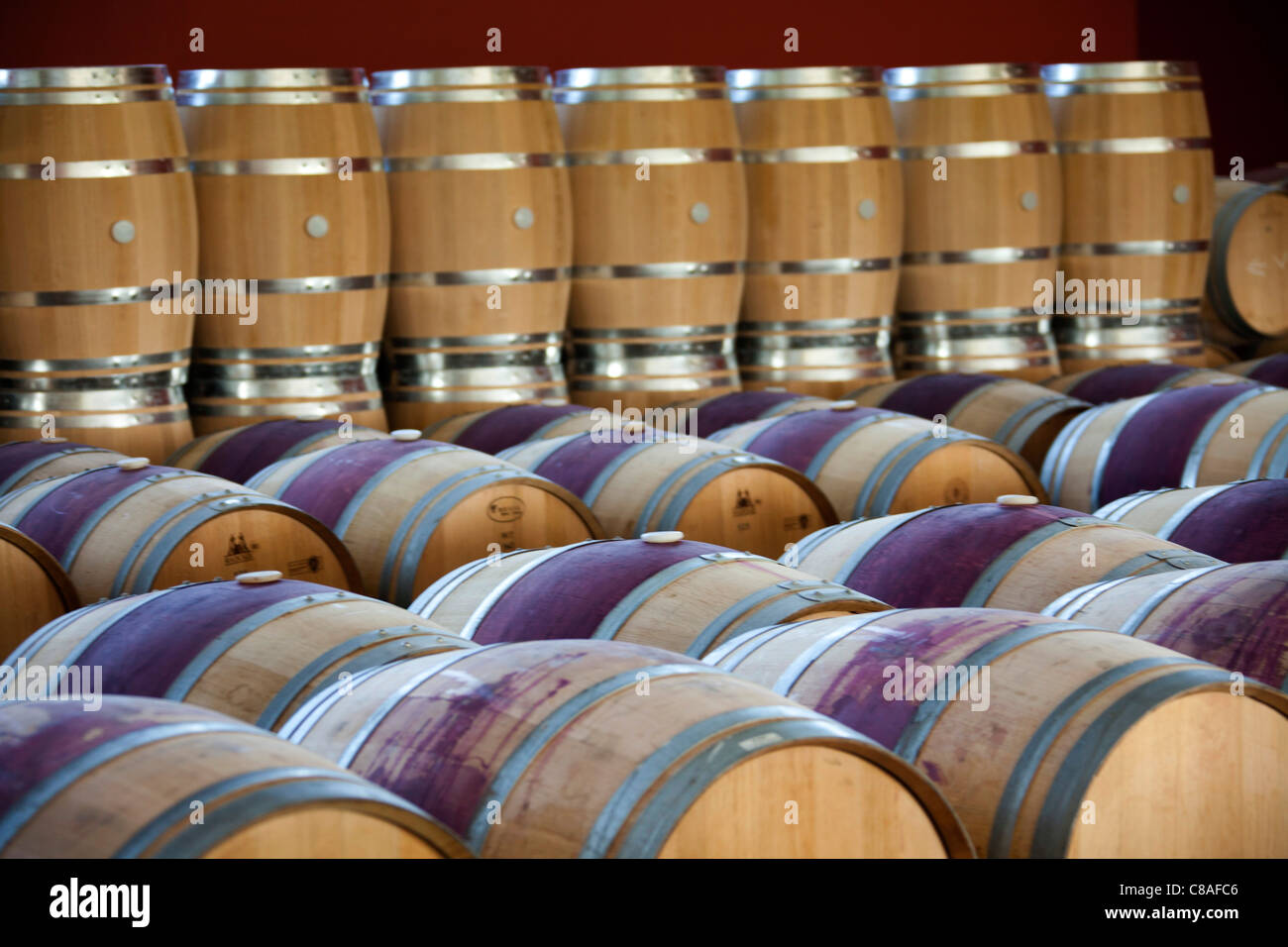 Barriques of red wine in Bodega Roda in Haro La Rioja Spain 110666 ...