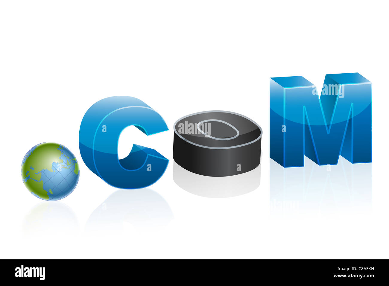 illustration of dot com icon with globe on white background Stock Photo ...