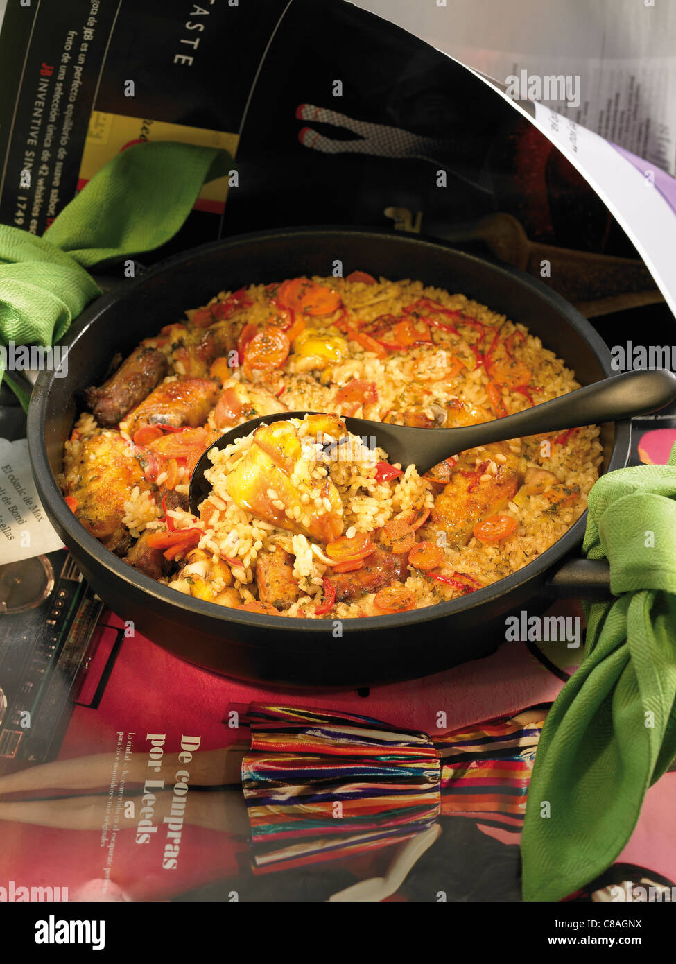 Poor man's rice with carrots,sausage and chicken Stock Photo - Alamy