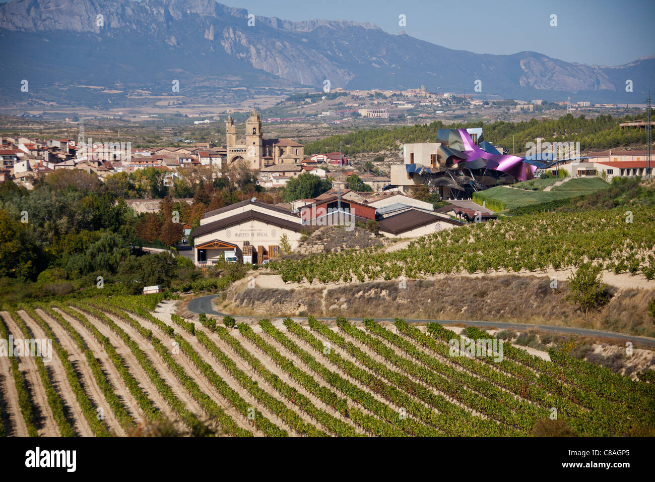 Marqués de Riscal Winery & Hotel with vineyards and Church, Alava ...