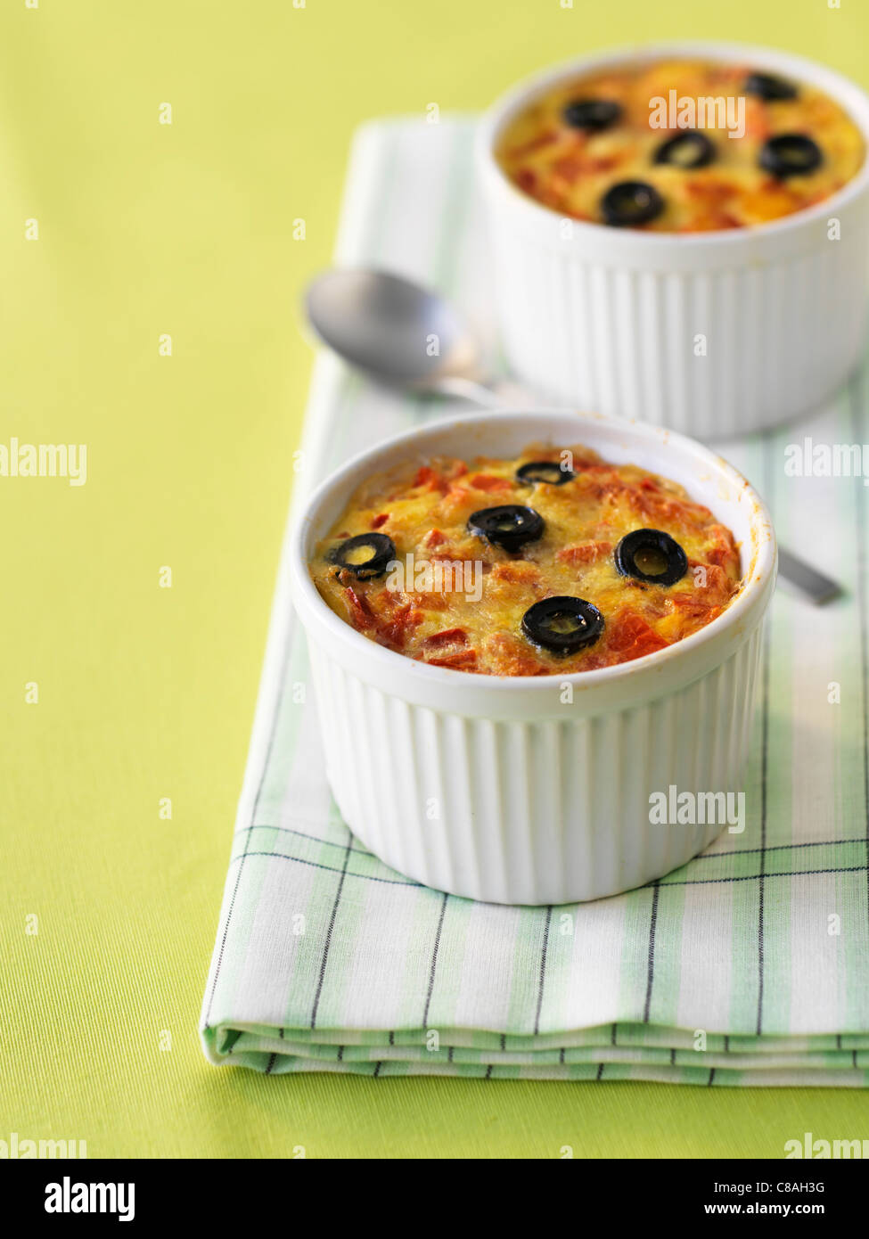 Vegetable Flan with black olives Stock Photo - Alamy