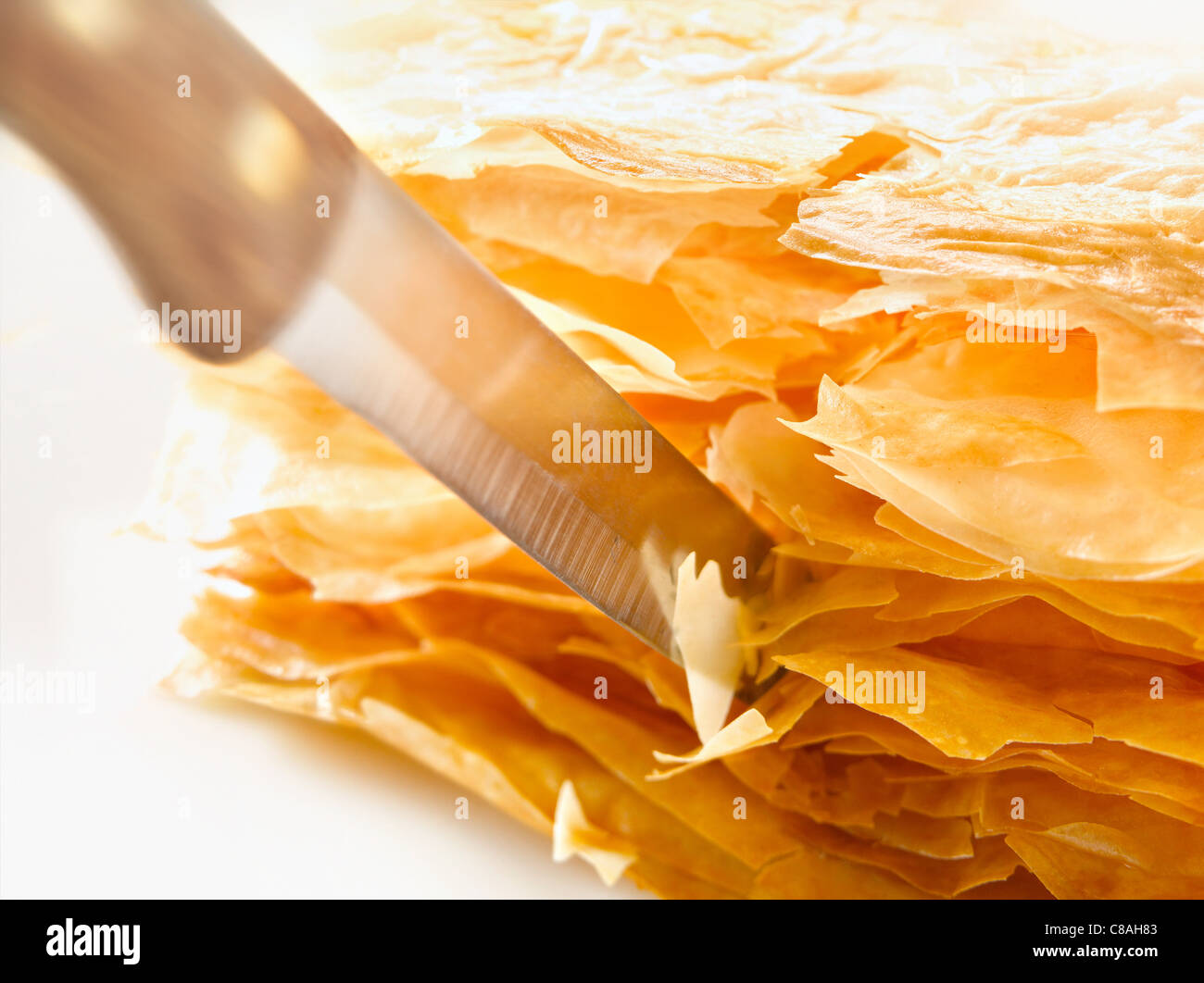 Layers of filo pastry Stock Photo - Alamy
