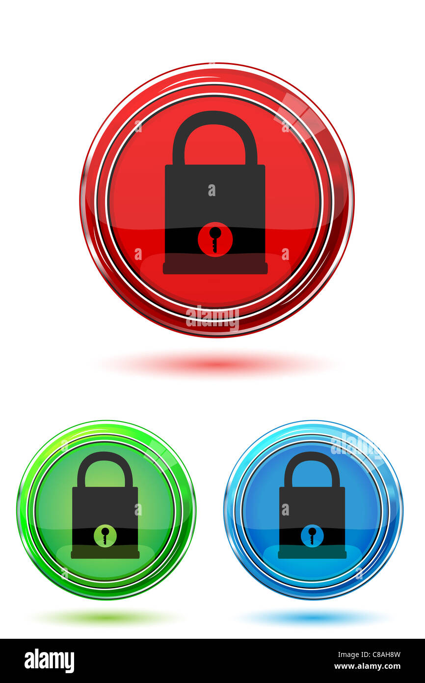 illustration of colorful lock pad buttons on white background Stock ...