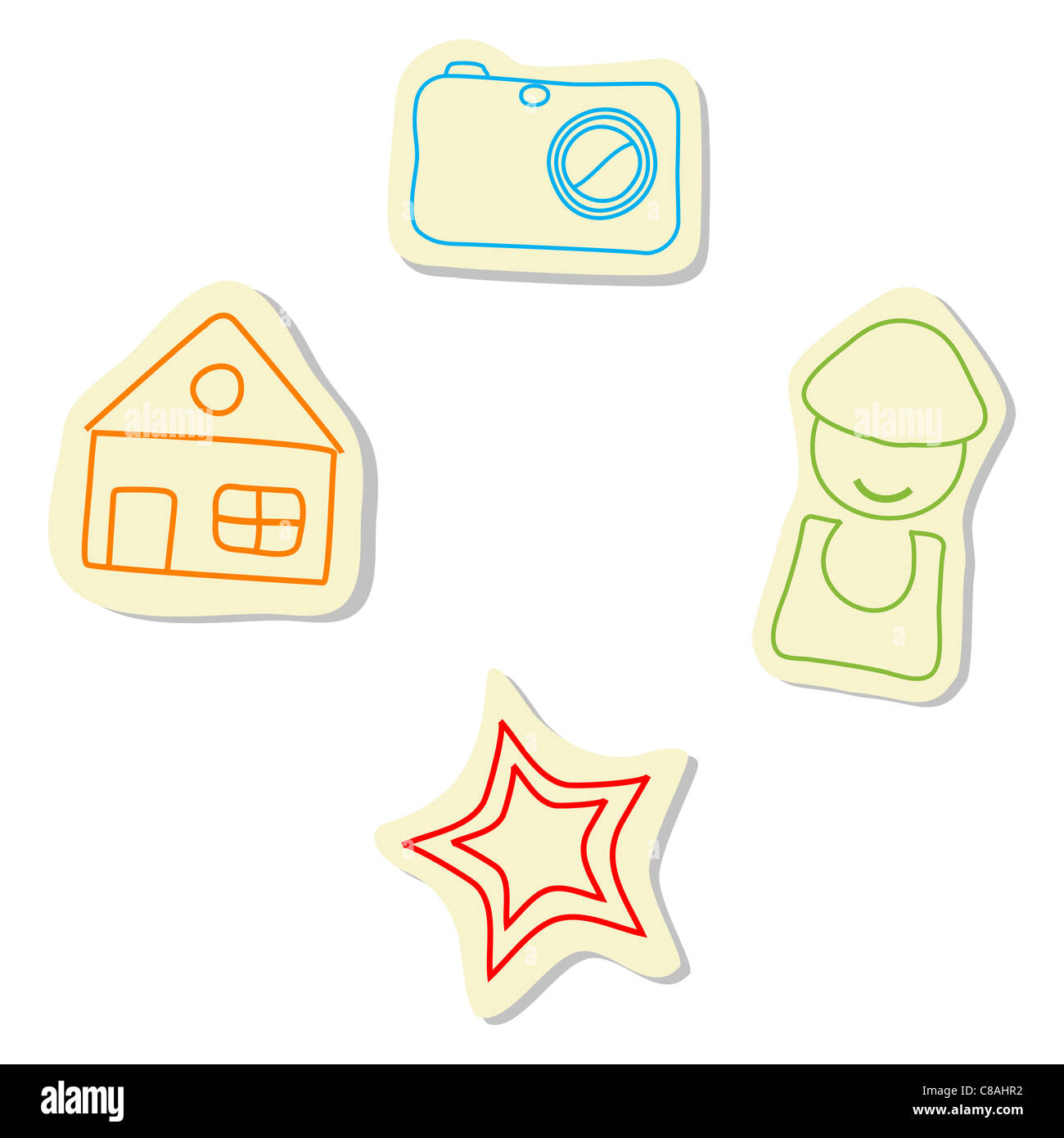 illustration of sketchy icons on white background Stock Photo - Alamy