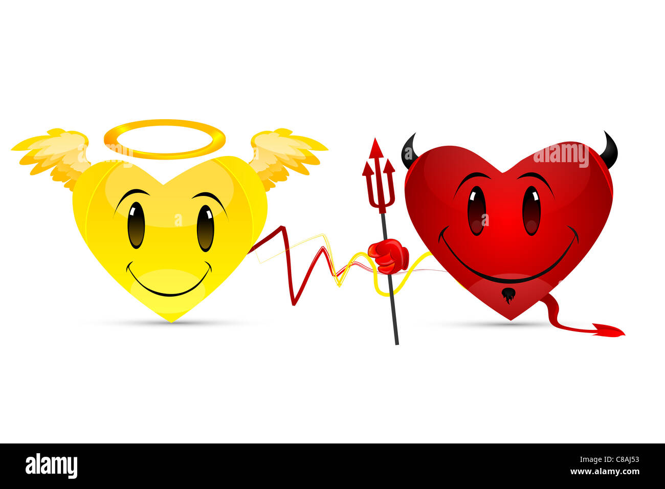 illustration of devil hearts on white background Stock Photo - Alamy