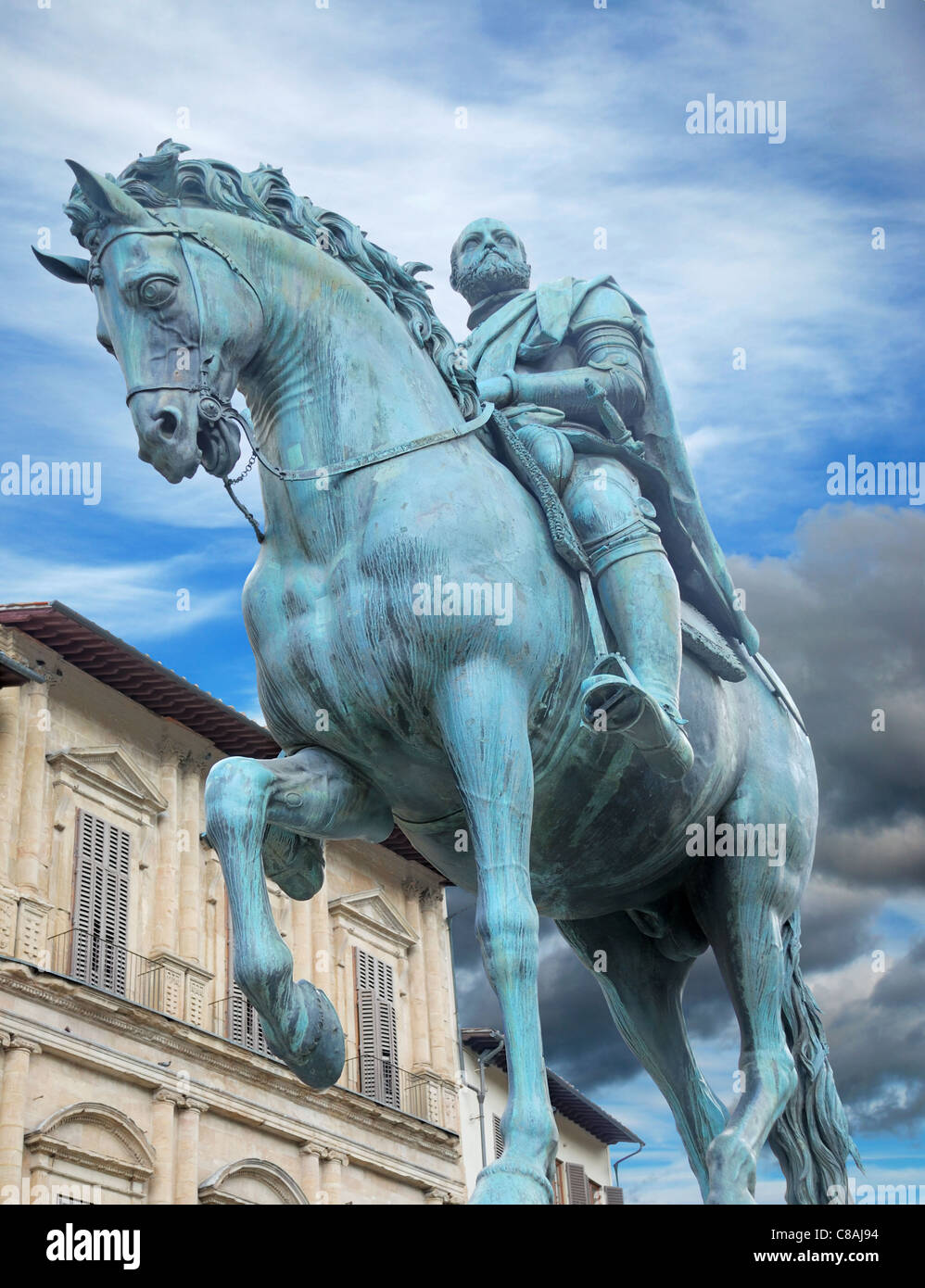 Equestrian statue of Cosimo I de' Medici on the Piazza della Signoria ...