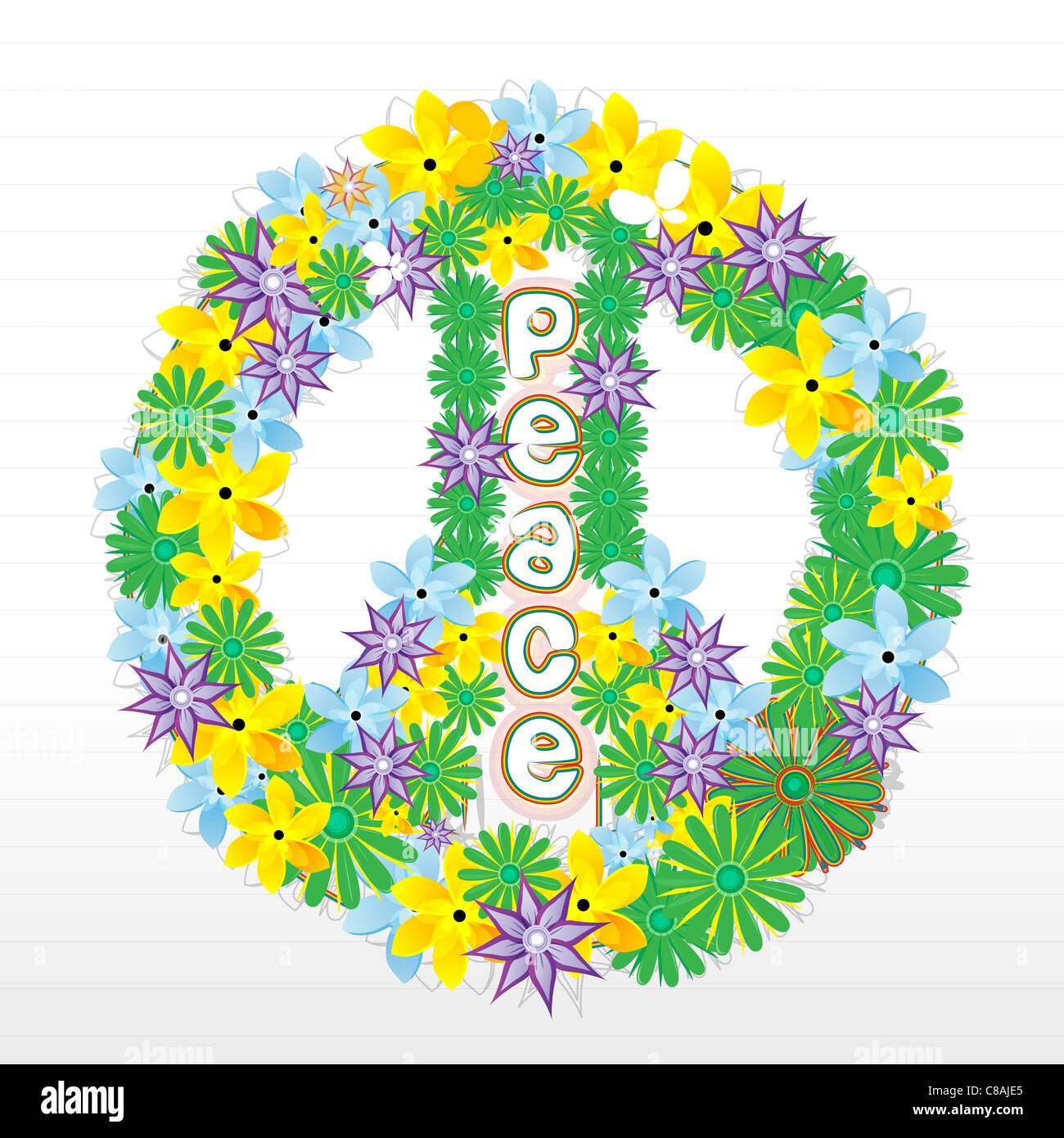 illustration of floral peace sign Stock Photo - Alamy