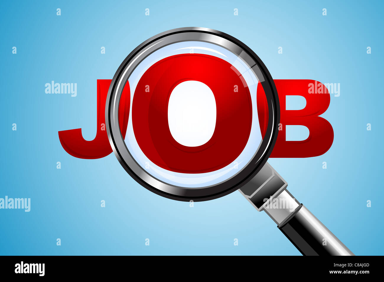 illustration of job text with lens on white background Stock Photo - Alamy