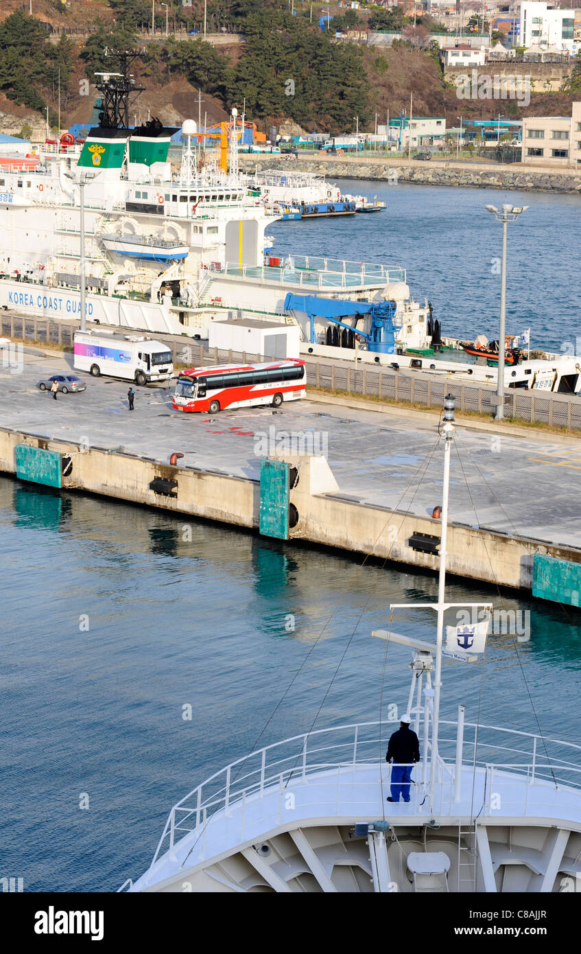 A Royal Caribbean cruise ship entering Busan, South Korea Stock Photo ...