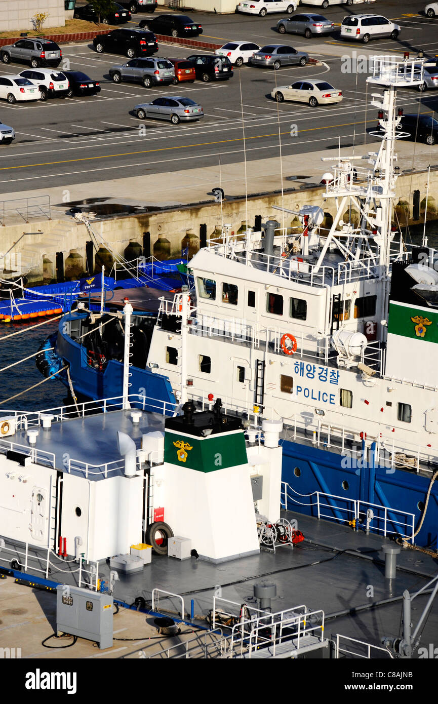 South Korean police ship docked at Busan Stock Photo - Alamy