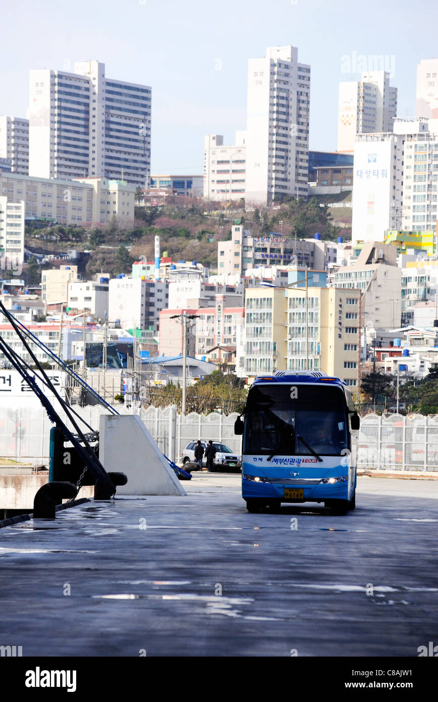 A local bus driving in Busan port, South Korea Stock Photo - Alamy