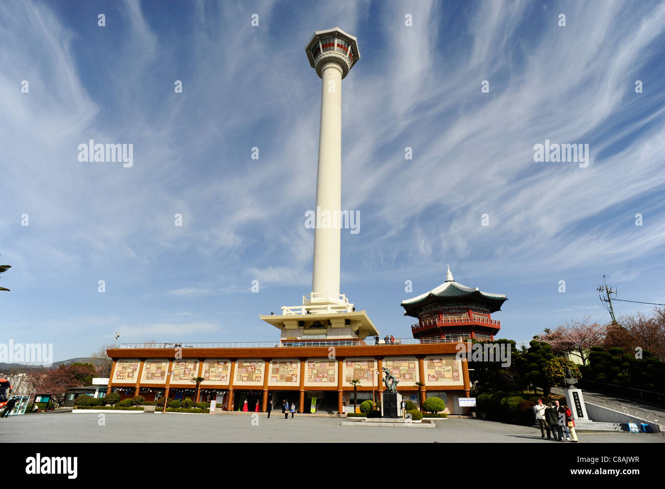 The Pavilion and Tower at Yongdusan Park, Busan, South Korea Stock ...