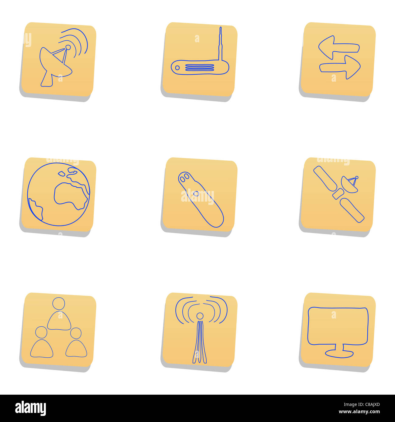 illustration of internet icons on white background Stock Photo - Alamy
