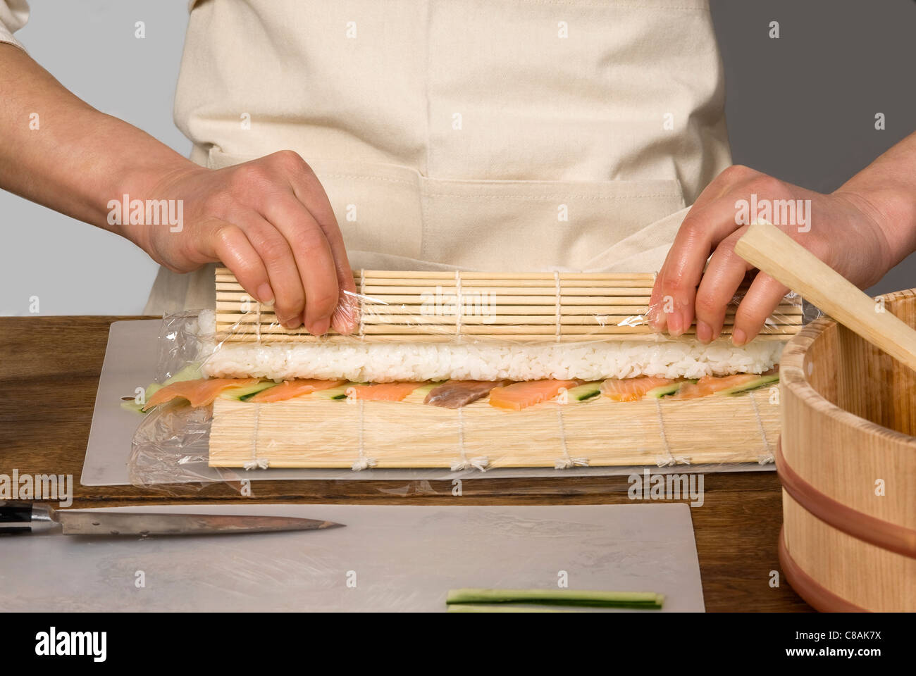 Preparing maki roll hi-res stock photography and images - Alamy
