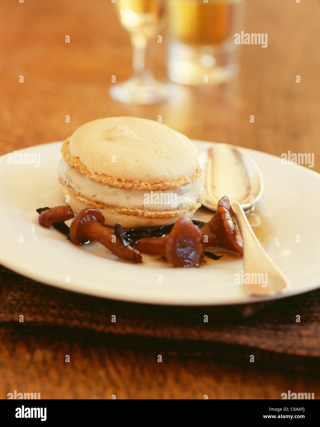 Macaroon with confit mushrooms Stock Photo - Alamy