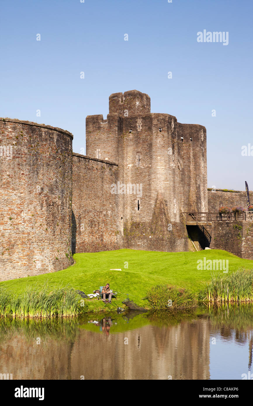 Wales uk medieval fort moat fishing hi-res stock photography and images ...