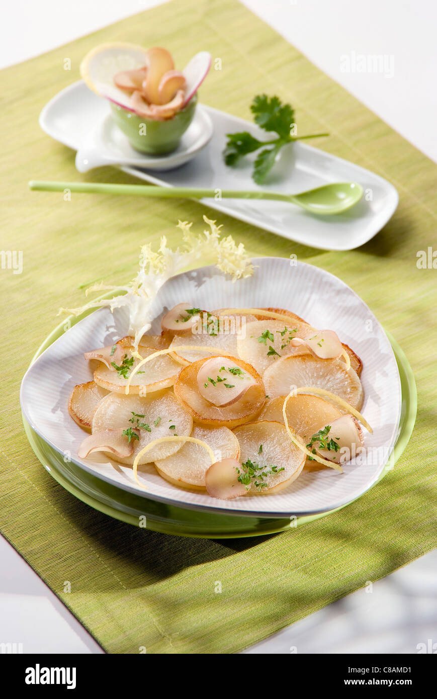 Steam-cooked young turnips Stock Photo - Alamy