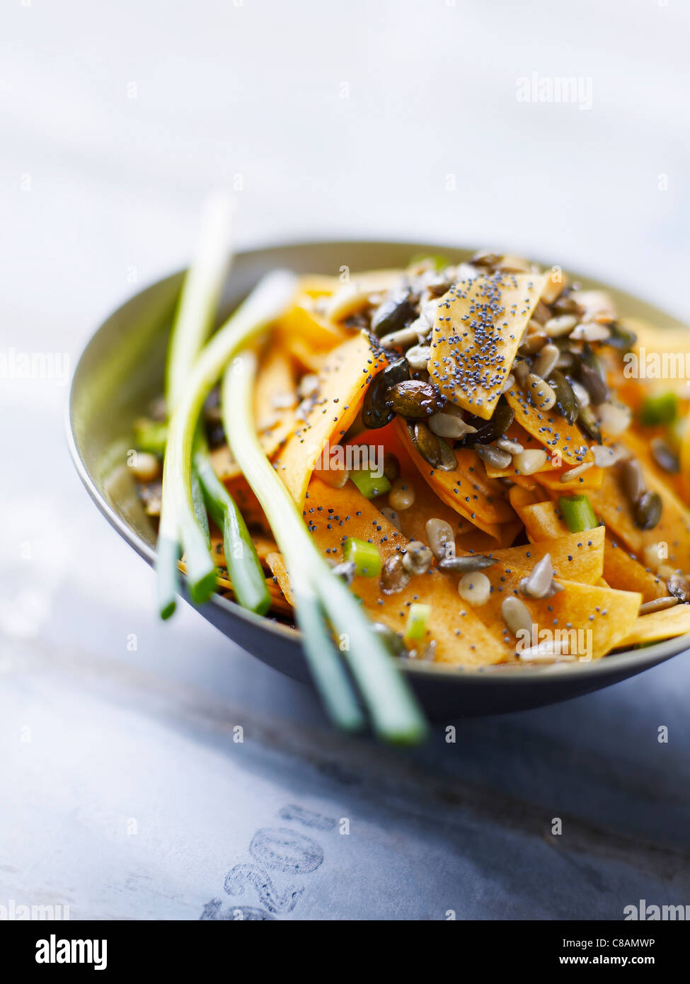 Butternut squash and seed salad with squash oil Stock Photo - Alamy