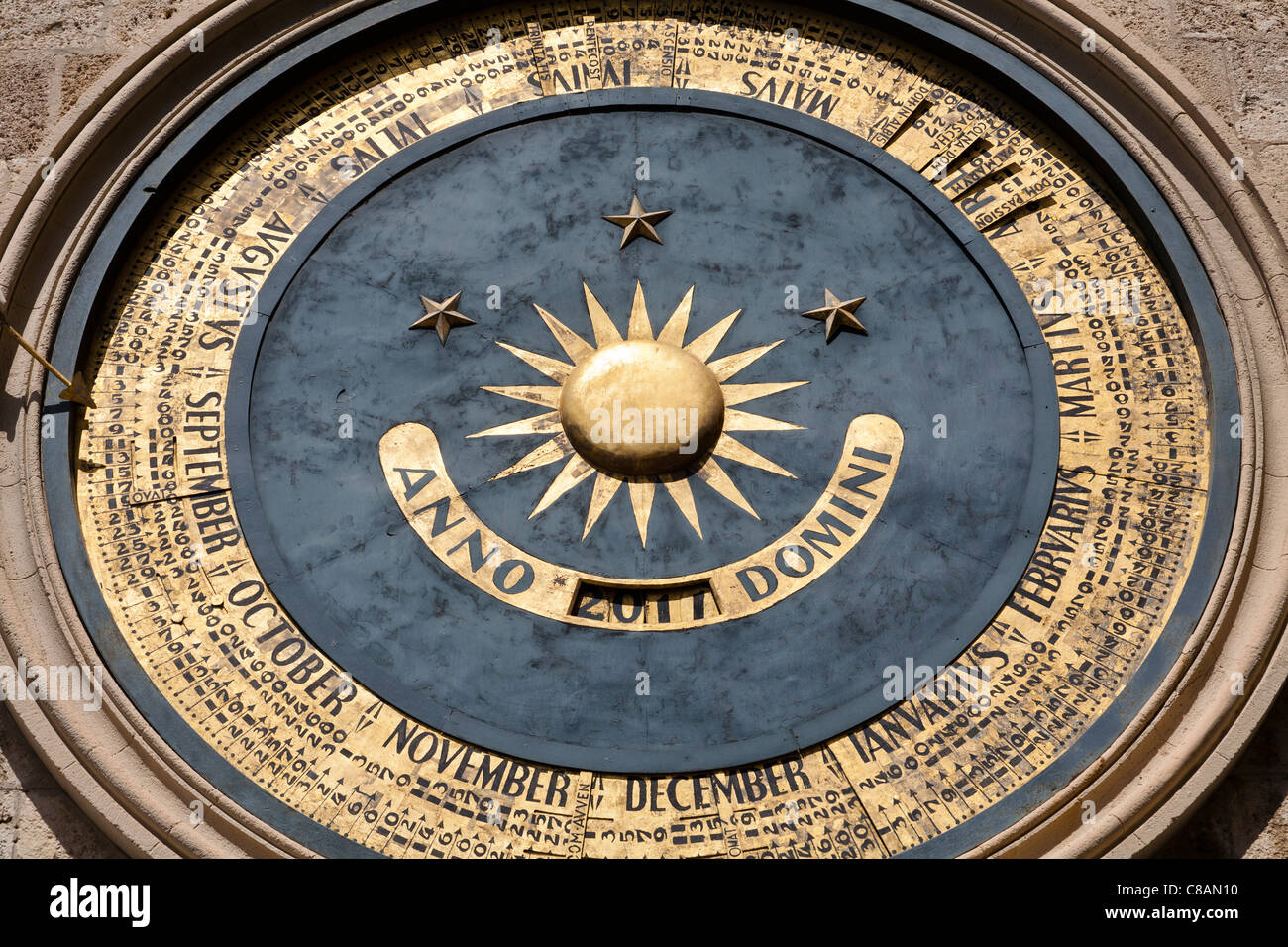 Astronomical clock on clock tower, Messina Cathedral, Piazza Del Duomo ...