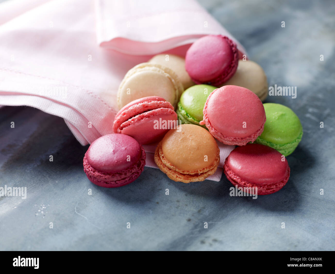 Different-flavored mini macaroons Stock Photo - Alamy